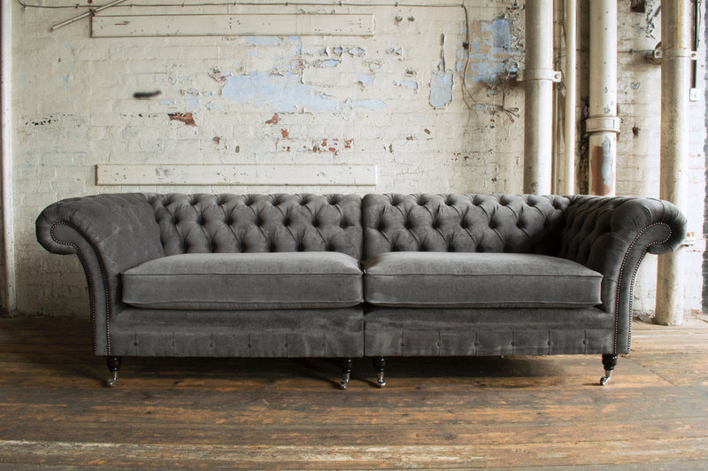 Chesterfield Sofa mit kunstvoller Blumenranken Verzierung fur 4 Personen jvmoebel